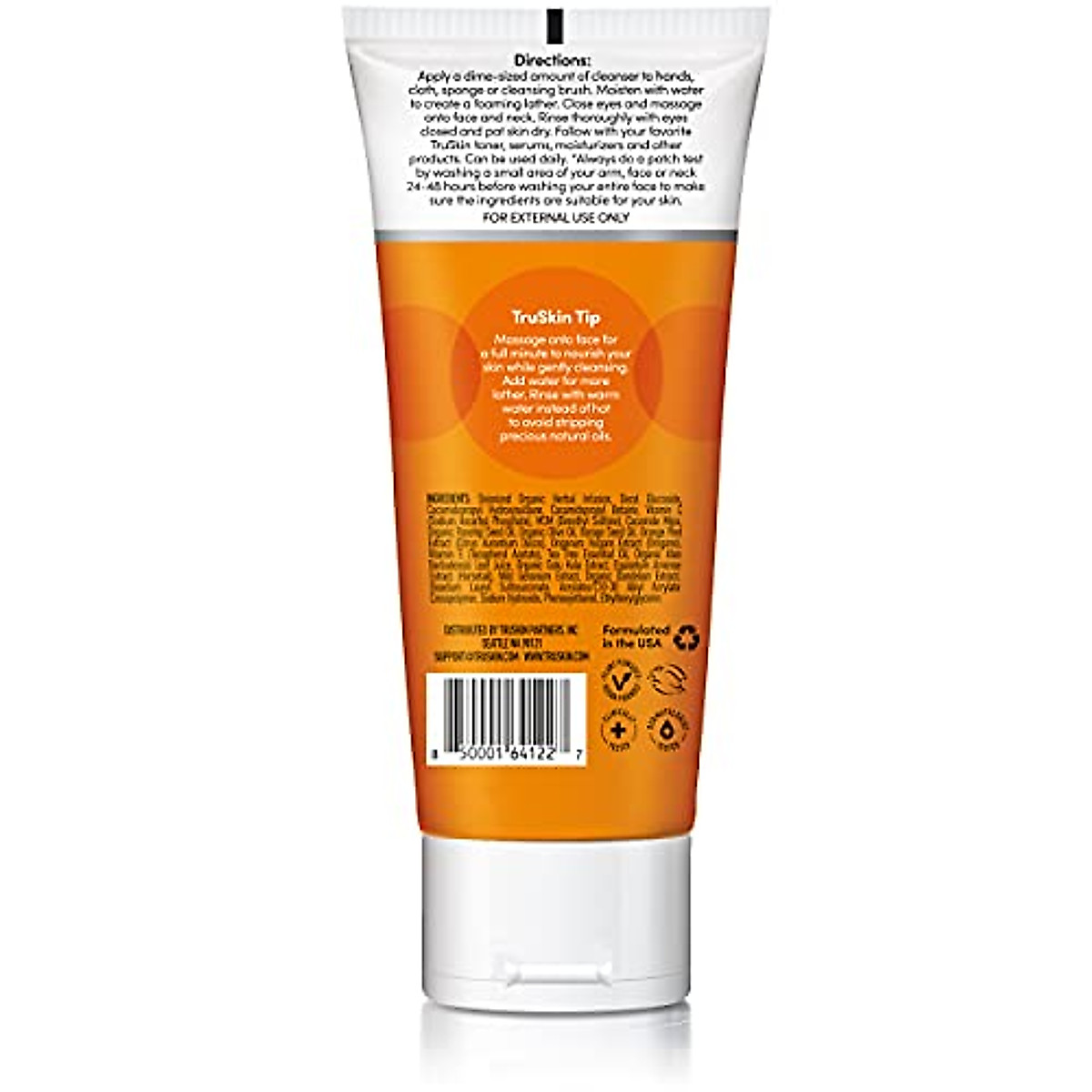 TruSkin Vitamin C Cleanser for Face - Brightening Face Wash with Vitamins C & E, Rosehip Oil, Aloe Vera and MSM - Deep Clean and Refresh for Radiant, Healthy-Looking Skin, 5 fl oz