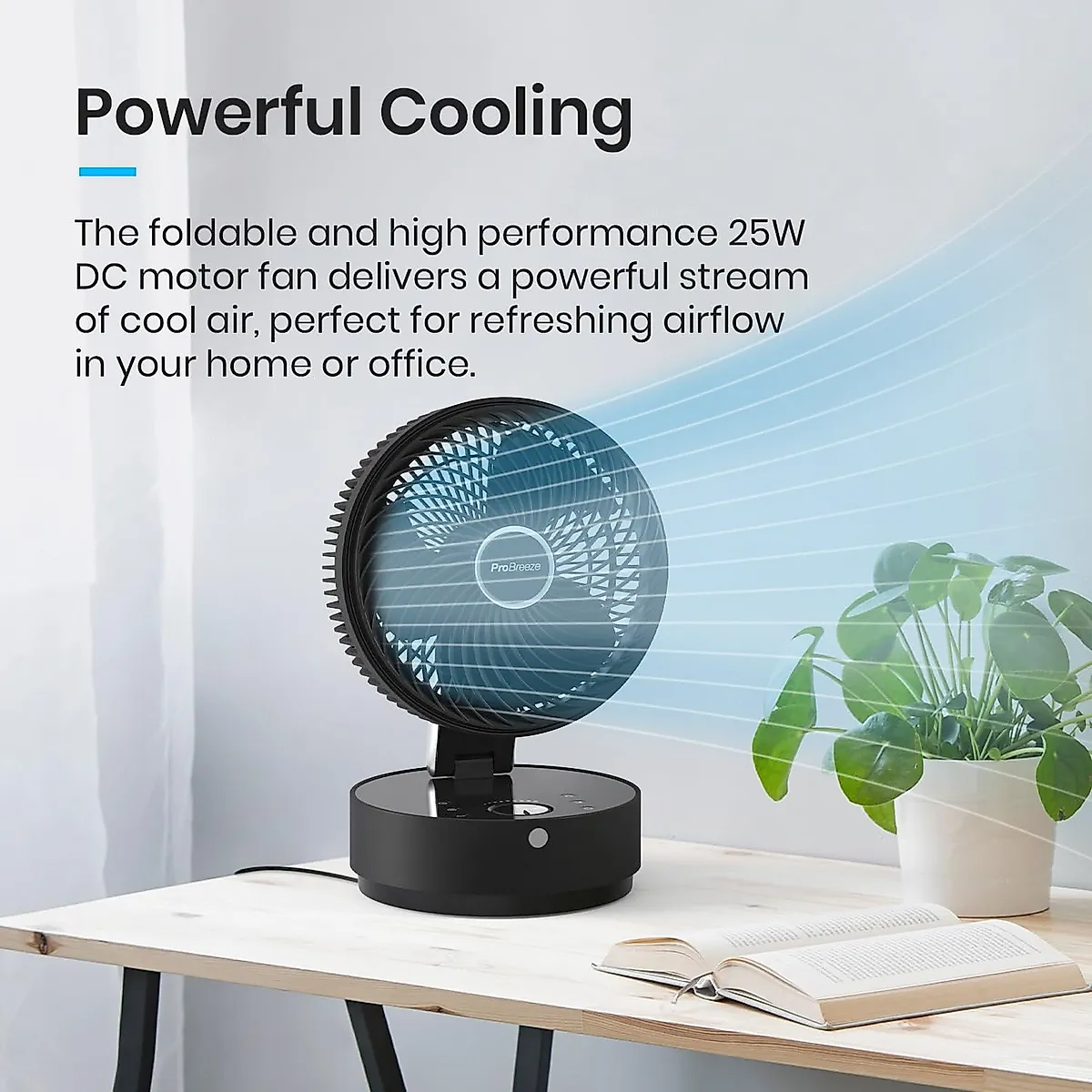 Pro Breeze Personal Table Fan with Remote Control, Fan 8” Desk Fan Powerful Turbo Fan, Whisper Quiet Fan Motor, 24 Speeds, 4 Modes & 12 Hour Timer, Table Fan for Bedroom, Tabletop Fan Air Circulator