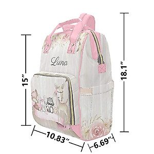 Personalized Animal Deer Fox Baby Diaper Bag Backpack Name Custom Mommy Baby Bags Travel Daypack for Mom Gifts