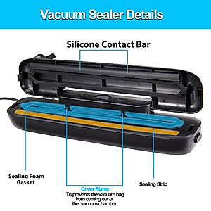 ADPTOYU Food Saver Vacuum Sealer Machine, Automatic LED Indicator Vacuum Sealer Machine with 10Pcs Vacuum Sealer Bags Starter Kit