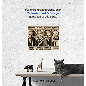 Inspirational African American Wall Art & Decor - Be Strong Be Brave Be Badass - Classroom Decor - Positive Motivational Quotes - Black Culture - Black Pride - Afro American, Black Men, Boys Poster