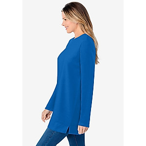 Woman Within Women's Plus Size Thermal Sweatshirt - 3X, Bright Cobalt