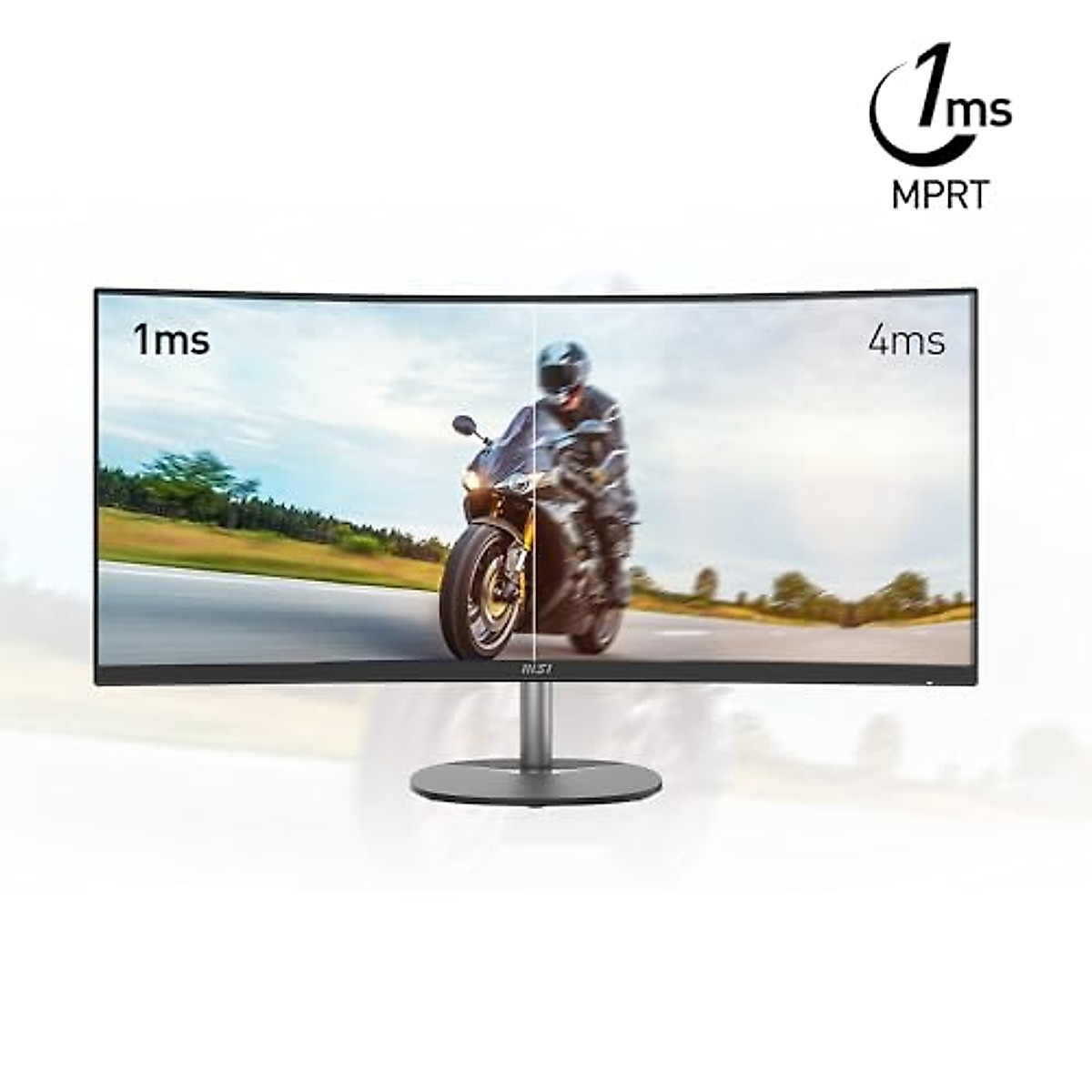 MSI Pro MP341CQ, 34" Monitor, 3440 x 1440(UWQHD) VA, 100Hz, TUV Certified Eyesight Protection, 4ms, Displayport, HDMI, Tilt, Black