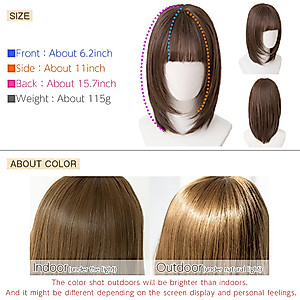 BRIGHT LELE Natural Full Medium Straight Hair With Natural Bang Layered cut with Wigs for Women Synthetic Stright Hair Wig for Daily Party Cosplay Wig HF1420-TR/M
