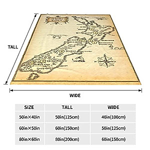 Blanket Middle Vintage Map Flannel Throw Blankets Super Soft Warm Lightweight Fuzzy Blanket for Couch Bed Travel All Season 60"x50"