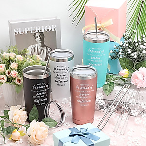 Rtteri 4 Pcs Employee Appreciation Gifts Bulk Thank You Gifts for Coworkers 20 oz Stainless Steel Insulated Motivational Tumbler Travel Mug Inspirational Gifts for Women(Colorful)