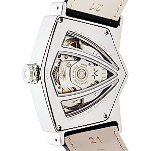 Hamilton Watch Ventura Open Heart Auto | Swiss Made | 34.7mm x 53.5mm Stainless Steel Case | Black Dial Analog Watch | Black Leather Strap (Model: H24515732)