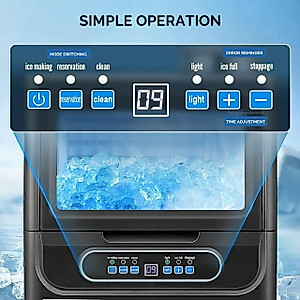 ROVSUN 90LBS/24H Countertop Ice Maker with 2 Water Inlets & Appointment Function, Freestanding Ice Machine with 11lbs Storage Bin, Ice Scoop, Drain Pipe & Water Filter (Black)