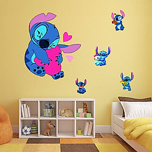 SKTFFR Lilo & Stitch Wall Stickers Cartoon Wall Decals Excellent Vinyl Wall Decor for Girls Room Living Room (Size 17.7 x 23.7 inch)