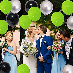 Green Black Silver Balloon Garland Arch - Balloons Neon Green and Silver Lime Green Black Balloons Video Game Balloon Arch for Miner Birthday Jungle Baby Shower Graduation Halloween Party Decorations
