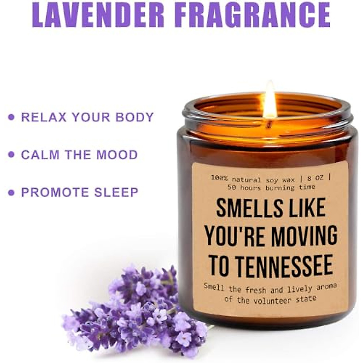 Smells Like You're Moving to Tennessee Candle - Moving to Tennessee Gift - Tennessee Housewarming Gift - Aromatherapy Glass Candle Jar - Non-Toxic Ingredients