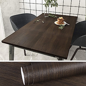 VEELIKE 15.7''x118'' Dark Wood Wallpaper Peel and Stick Removable Waterproof Wood Grain Contact Paper Self Adhesive Decorative Wood Vinyl Wrap for Cabinets Countertops Furniture Shelves Drawer Liners