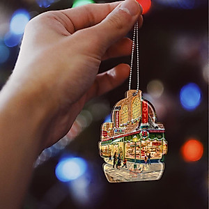 Thomas Kinkade – Lionel – A Christmas Wish – 4.4” x 2.2” Train-Shaped Hanging Acrylic Print Accessory – Officially Licensed Collectible