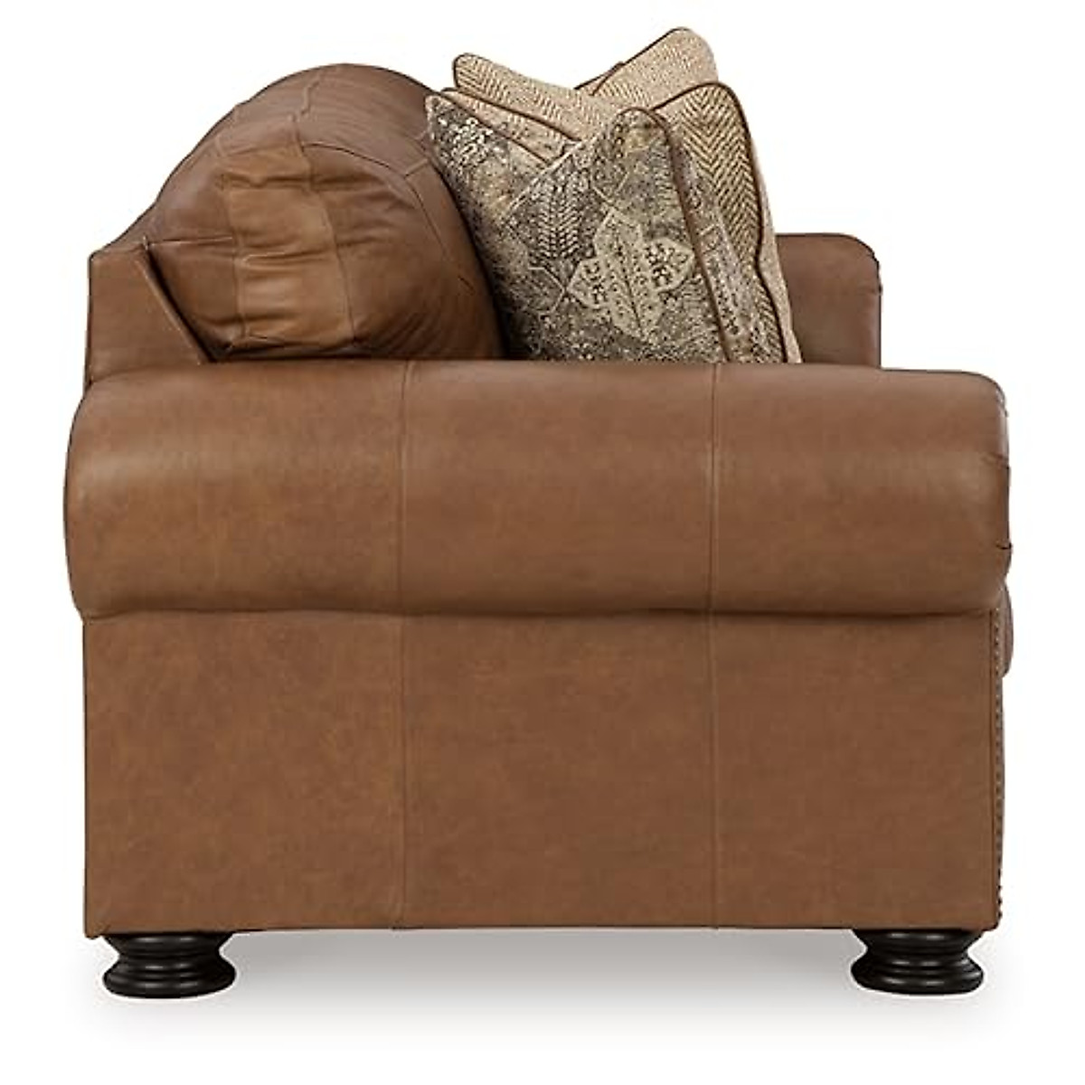 Signature Design by Ashley Carianna Classic Leather Match Sofa with Nailhead Trim, Dark Brown