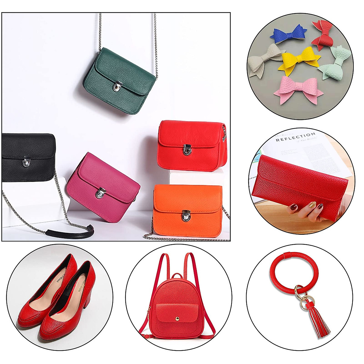 Picheng Lychee Texture Solid Color Faux Leather Sheets13.8 X53(35cmX135cm),Soft Faux Leather Roll Very Suitable for Making Crafts,Leather Earrings, Bows,Sewing DIY Projects (Red)