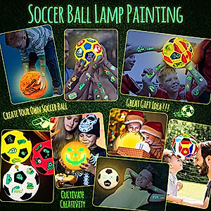 LAOESE Paint Your Own Soccer Ball Lamp Kit, DIY 3D Night Light with Soccer Stickers & Wooden Stand, Art Supplies Creativity Arts & Crafts Kit for Kids, Birthday Gifts for Boys