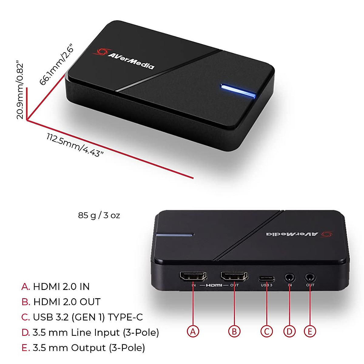 AVerMedia HDMI Capture Card - Gaming, Video Streaming, 4K Capture Card for PS5, Xbox Series X/S, Xbox One, PS4, Nintendo Switch, Windows 11 / Mac Os12, HDR & VRR Support - GC551G2 Live Gamer Extreme 3