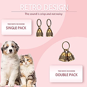 kcrygogo Copper Collar Bell for Small Pet, 0.7 inch Bell for Cats and Small Dogs,Noise Maker Anti-Theft Bell with Silver Pet Anti-Lost ID Pendant Tags (2Set)