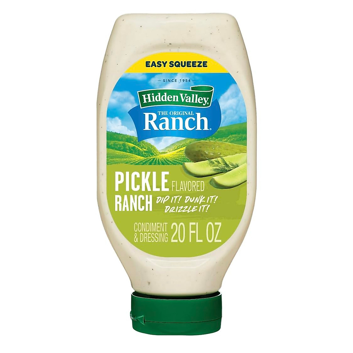 Pickle Flavored Hidden Valley Ranch Dressing - Pack of 1: 20 oz Bottle Dill Pickle Ranch Dressing - Hidden Valley Pickle Ranch Dip Bundled with Daily Gemz Spoon (1)