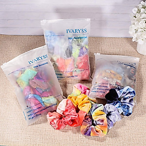 IVARYSS Scrunchies for Girls, 12 Pcs Tie Dye Velvet Scrunchies for Hair, Soft Rainbow Ponytail Holder, Cute Candy Colors Elastic Hair Bands for Teens and Women