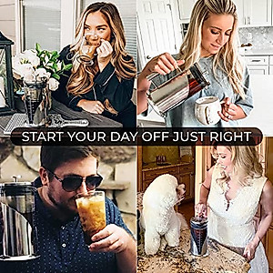 Cafe Du Chateau Start Brewing Perfect Iced Coffee & Tea w/Our Cold Brew Coffee Maker, Pitcher for Fridge (34oz) - Air Tight Seal, Measuring Label - Stainless Steel Iced Coffee Maker Machine, Brewer