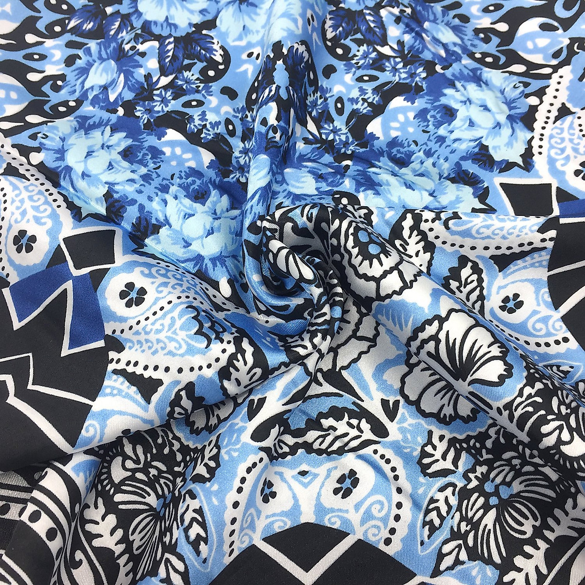 YOUR SMILE Silk Like Scarf Women's Fashion Pattern Large Square Satin Headscarf Head Dress (206)