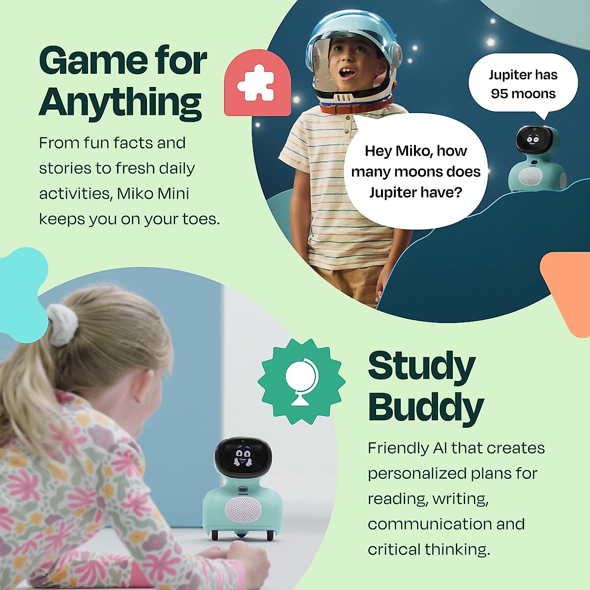 Miko Mini - Interactive Robot for Kids - For STEAM Learning - With Conversational AI - Tech Gift for Kids - Coding, Dancing Robot with Learning Games - For Boys & Girls Ages 4-10 - Blue