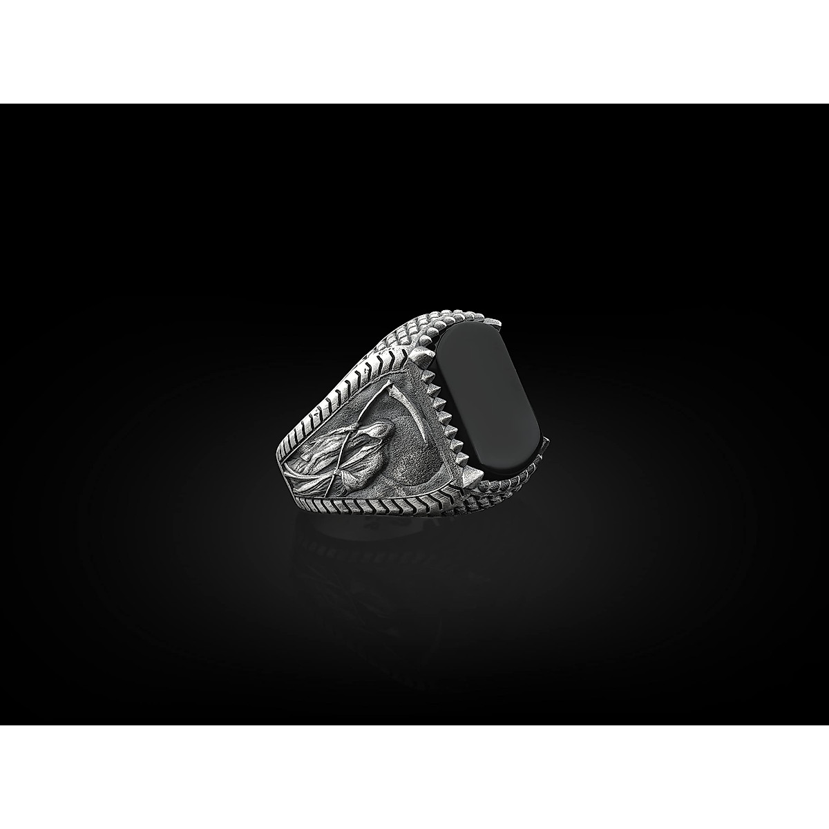 BySilverStone Jewelry Silver Onyx Gemstone Azrael Men Ring, 925 Silver Gothic Ring, Fantasy Ring, Gemstone Ring, Silver Onyx Jewelry, Punk Ring, Gift For Men's