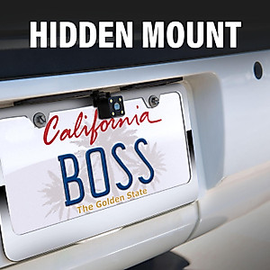 BOSS Audio Systems ELPC40B Backup Car Truck Rearview Reverse Camera - License Plate Mount, 170° Wide Angle Rear View, Low Light Visibility Back Up Cam