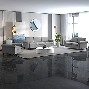 BALUS Upholstered Loveseat Couch for Living Room, Modern Love seat Sofa Furniture with 5.9“ Upholstered Cushion for Apartment/Living Room/Bedroom/Office(Light Grey)