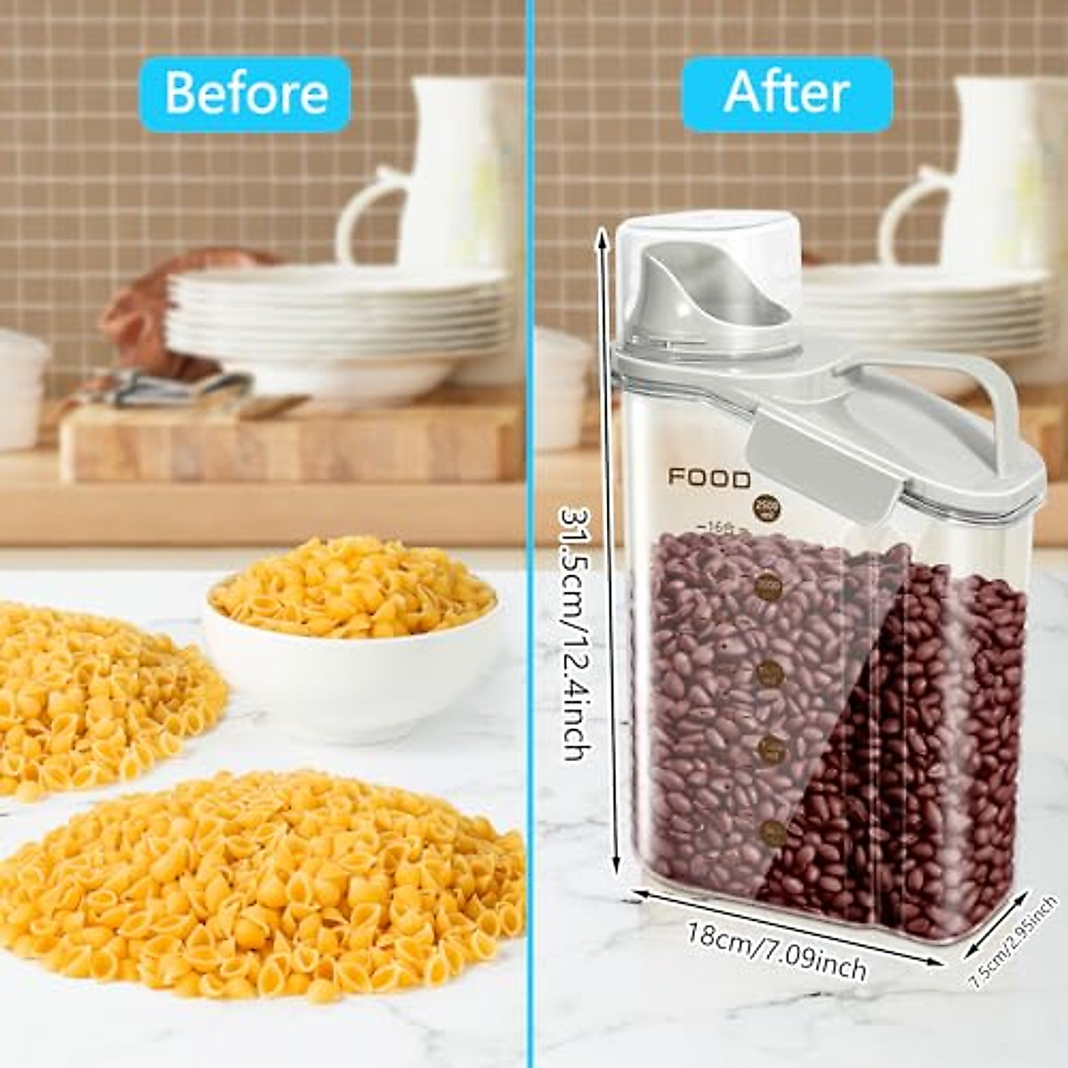 Gokbuy 1PCS Cereal Containers Storage dispenser with Pour Spout, Airtight Food Storage for Kitchen & Pantry Organization and Storage, Dry Food Storage Containers for Flour, Sugar and Cereal