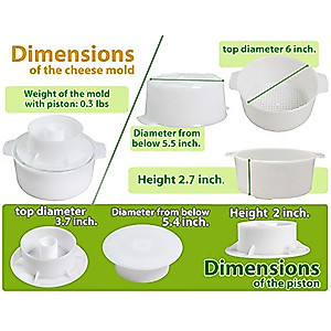 Cheesemaking Kit Cheese Mold Press Strainer Cheese With Follower Piston 1.2 L - Tofu Press Mold Cheese Making Kit Machine – Cheese Set for Press - Paneer Maker - Cheesemaking Suppliest