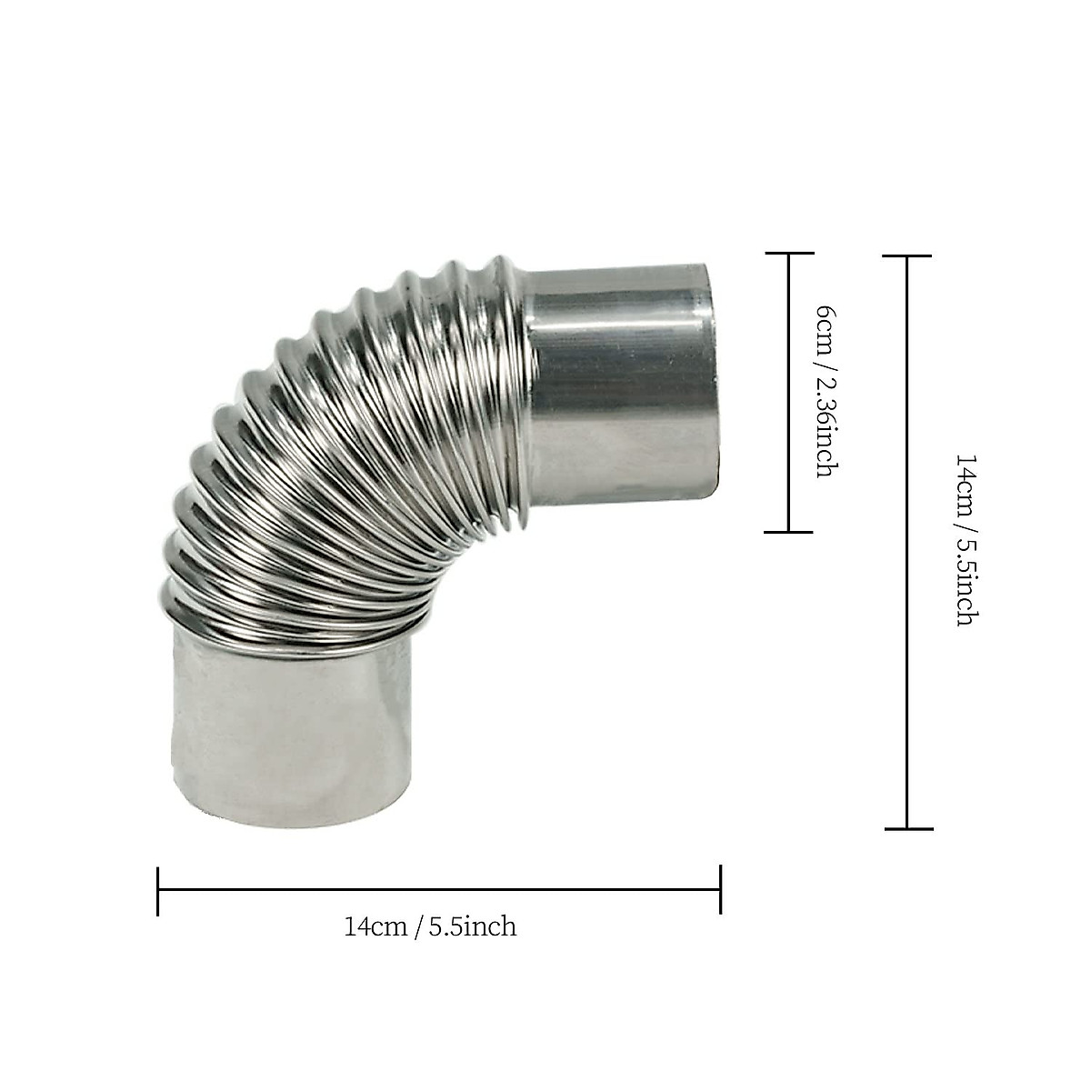 FIREHIKING 90 Degree Stove Pipe 2.36inch/6cm Stainless Steel Flue Extension Elbow Chimney for Outdoor Wood Stove (2elbows)