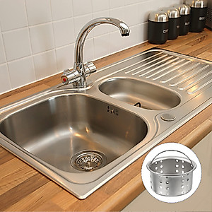 METALLIXITY Kitchen Sink Strainer, Stainless Steel Drain Hole Filter Mesh Basket Sink Strainer Bathtub Hair Catcher Stopper for Kitchen Sink, Silver Tone