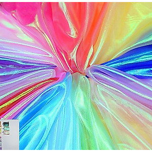 YYCRAFT Two Tone Sheer Organza Fabric by The Yard for Curtain Weddings Decor 2 Yards, Iridescent White