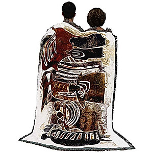 Pure Country Weavers Earthmarks Blanket by David Manje - African Cultural Gift Tapestry Throw Woven from Cotton - Made in The USA (72x54)