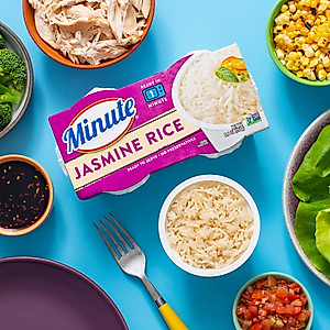 Microwaveable Jasmine Rice Bundle 8.8 Oz 2-Pack of Minute Jasmine Rice in Ready To Serve Cups and 3 My Outlet Mall Resealable Portable Storage Pouches