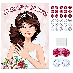 NEBURORA Pin The Ring On The Bride,Hen Party Bachelorette Party Bridal Shower Girls Night Game Bride to Be Pin Game Party Supplies
