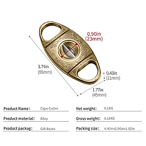 V-Cut Cigar Cutter, Sharp Blade Stainless Steel Carved Cigar Guillotine Scissors with Gift Box(Color:Gold)