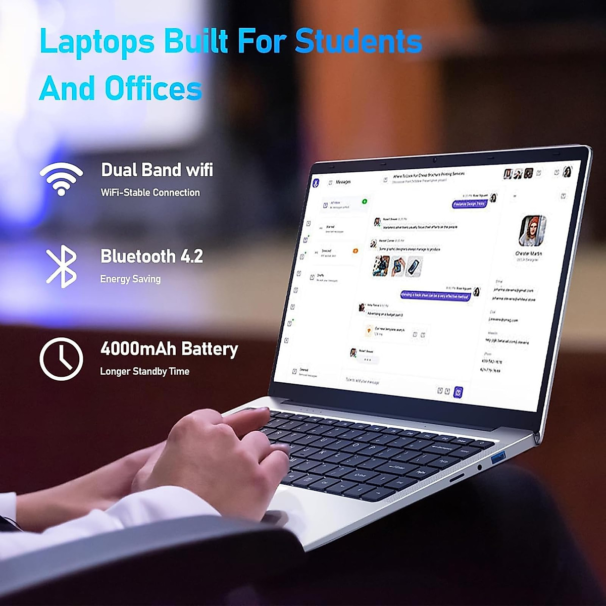 KurieTim Laptop Computer 8GB DDR4 256GB SSD Quad-Core Intel Celeron J4105(Up to 2.5GHz), 14.1 inch 1080P FHD Traditional Laptops, WiFi, Webcam, USB3.0, Mini HDMI, Windows 11 Pro