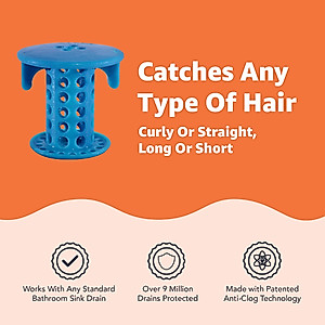 SinkShroom The Revolutionary Sink Drain Protector Hair Catcher/Strainer/Snare, Blue
