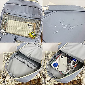 Kawaii Backpack with Kawaii Pin and Accessories Cute Kawaii Backpack for School Bag Kawaii Girl Backpack Cute (Blue)