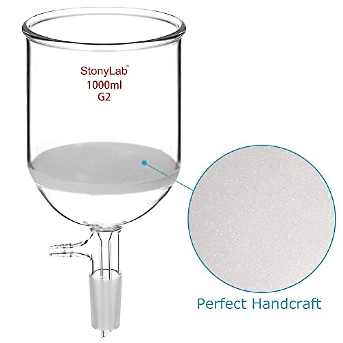 StonyLab Borosilicate Glass Buchner Filtering Funnel 1000ml with Medium Frit(G2), 113mm Inner-Diameter,110mm Depth, with 24/40 Standard Taper Inner Joint and Vacuum Serrated Tubulation (1000ml)