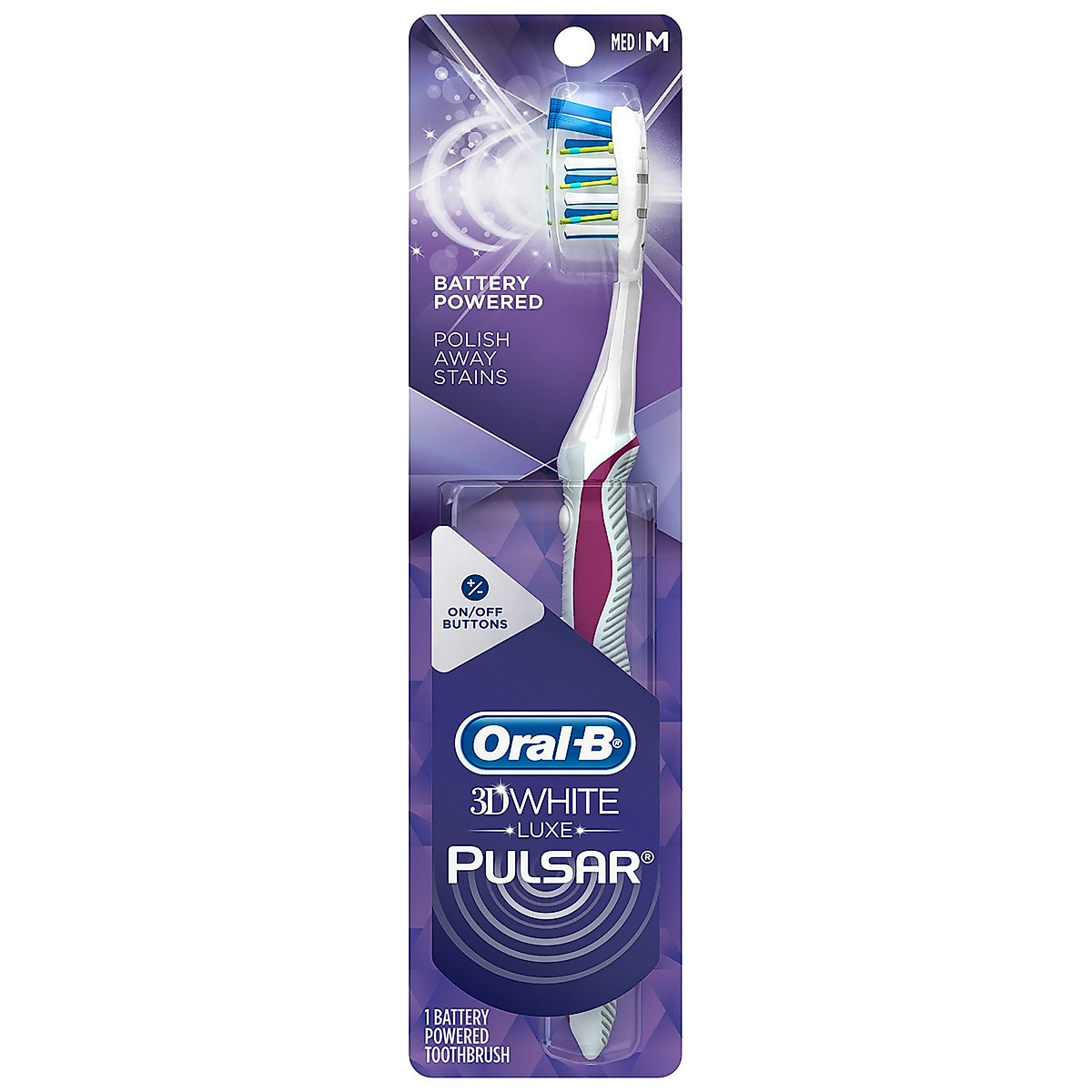 Oral-B Pulsar 3D White Advanced Vivid Toothbrush Medium, Colors May Vary (Pack of 3)