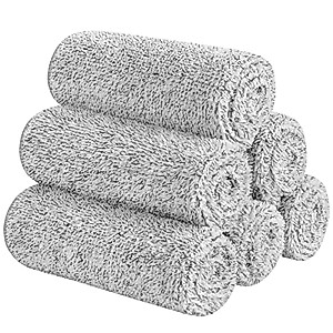 SINLAND Microfiber Face Towels Ultra Soft Bamboo Charcoal Facial Washcloths Face Cloth for Bath 12Inch x 12Inch 6 Pack Grey