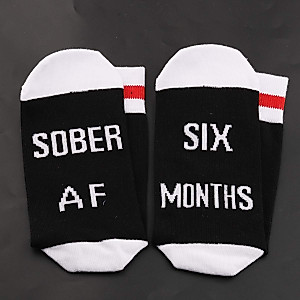 TSOTMO Sobriety Anniversary Socks Sobriety Gift AA NA Recovery Socks Sober AF Encouragement Gift (Sober 6 months)