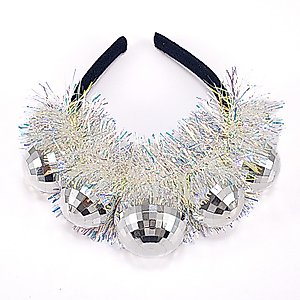 GFLPO Disco Ball Headband,Disco Headband,Vintage Disco Ball Headpieces,Disco Ball Head Boppers,70s Headbands for Women,Birthday Headband Birthday Crown,2025 New Years Eve Party Costume Accessory
