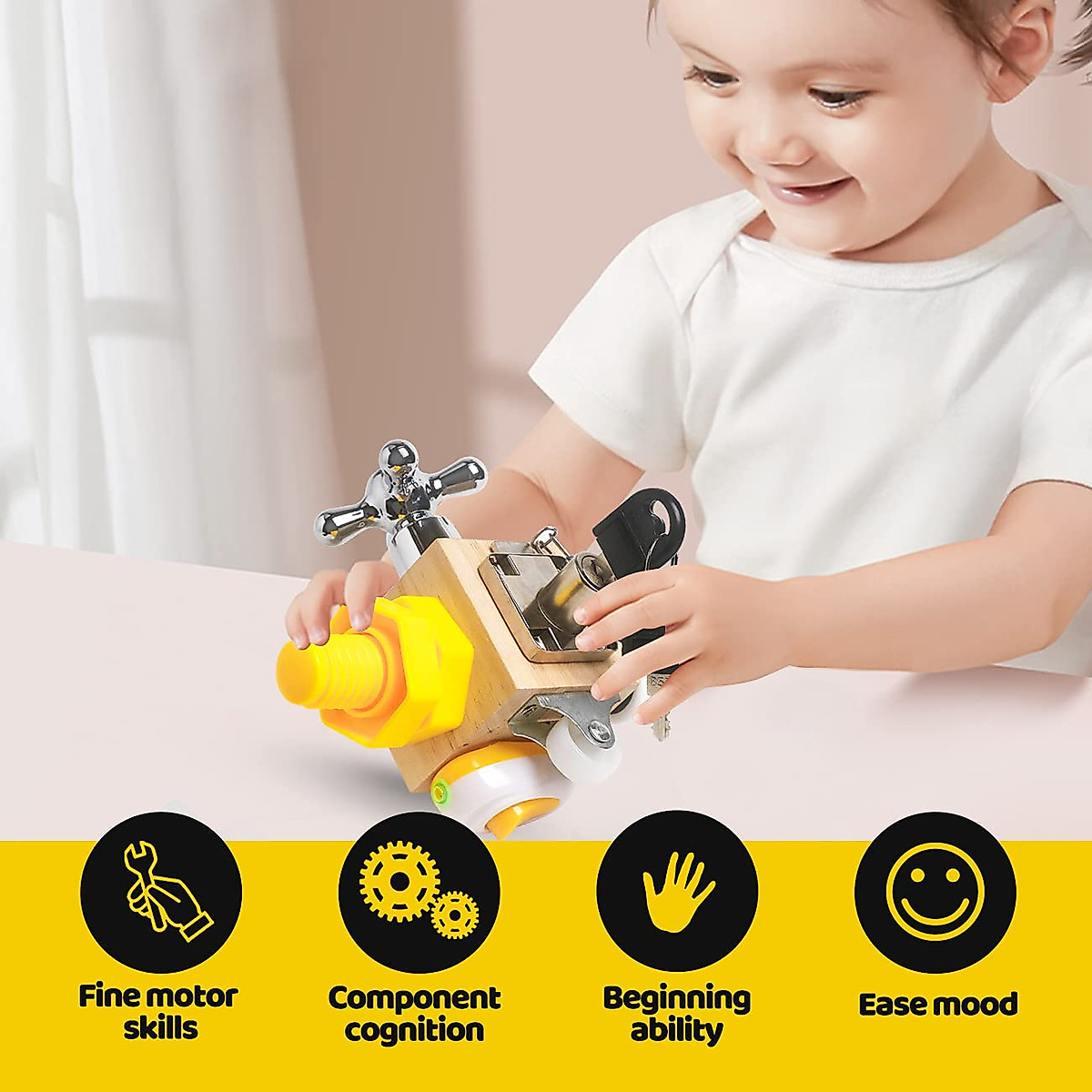 SHAPGEI Busy Cube Sensory Busy Board Activity Montessori Toys Toddler Travel Toys Educational Learning Toys for Babies 18-24 Month 1 2 3 Years Toddlers