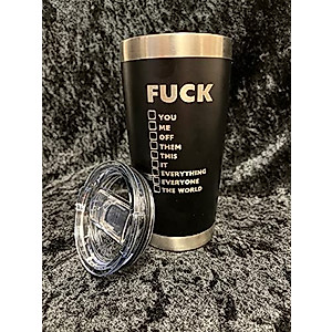 My Vocabulary Tumbler - Fuck This, That, You, Me, It..... - 20 oz Black Tumbler w/ Sliding Lock Lid - Funny Tumbler
