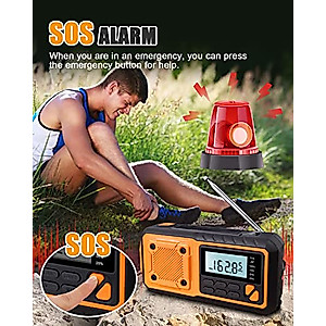 2023 Newest Emergency Radio, 4000mAh Power Bank Solar Hand Crank Radio, AM/FM/WB/NOAA and Alert Portable Weather Radio, Multifunctional SOS Alarm Survival Radio with Flashlight for Outdoor Home